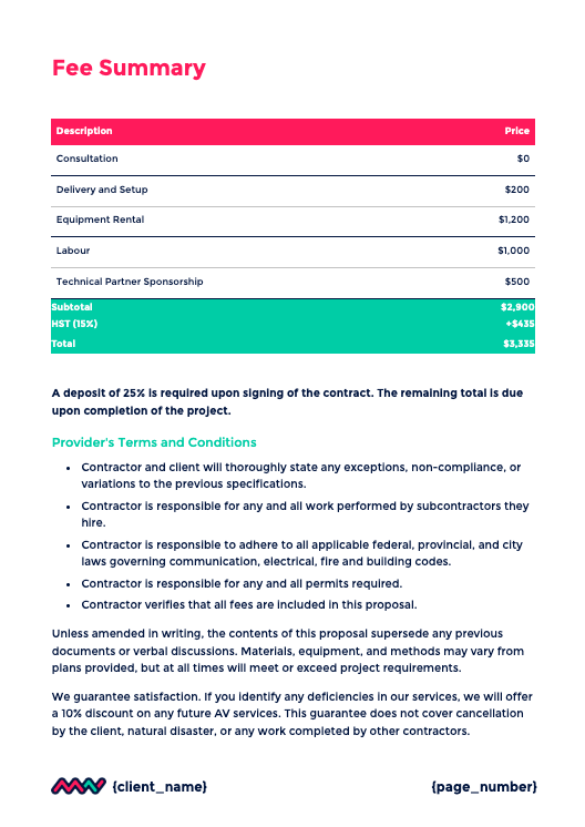 Audio Visual Proposal Template | Proposify